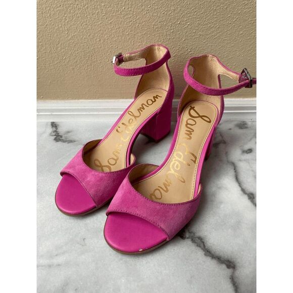 Sam Edelman | Shoes | Samedelman Susie Pinksuede Opentoed Heels Size6 ...